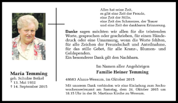 Traueranzeigen von Maria Temming | www.trauer.ms