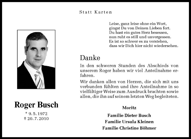 Traueranzeigen von Roger Busch | www.trauer.ms