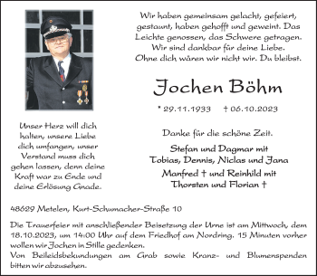 Traueranzeigen von Jochen Böhm | www.trauer.ms