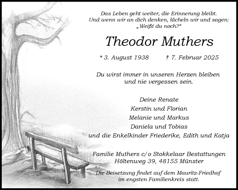 Traueranzeigen von Theodor Muthers | www.trauer.ms