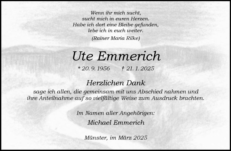 Traueranzeigen von Ute Emmerich | www.trauer.ms