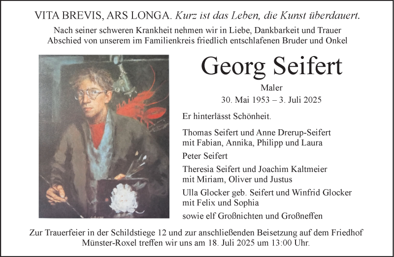 Traueranzeigen von Georg Seifert | www.trauer.ms